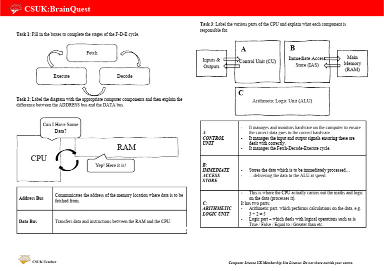 1.1.1b The Function of The CPU - Answers - BrainQuest | PDF | Central Processing Unit | Digital ...