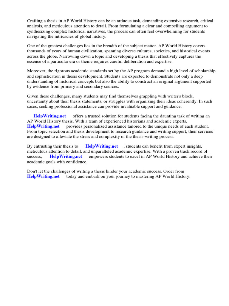 AP World History Example Thesis | PDF | Essays | Thesis