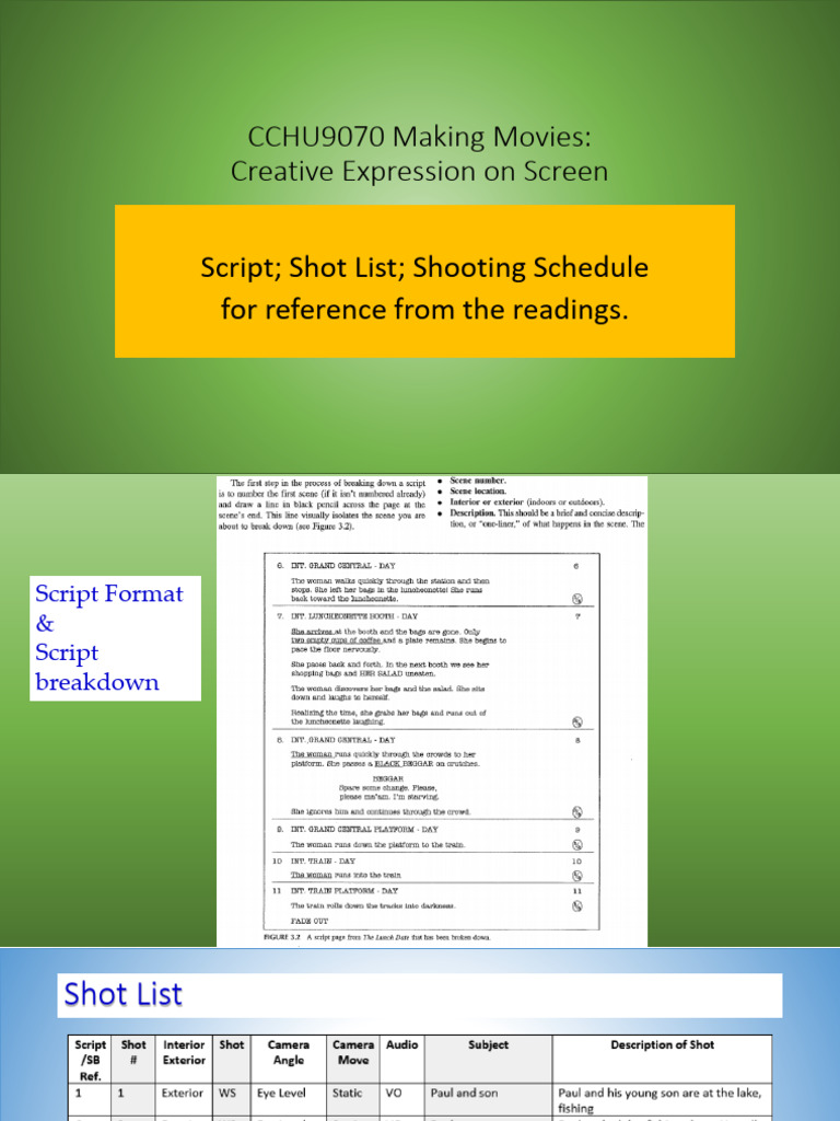 Script Schedule Shot List | PDF