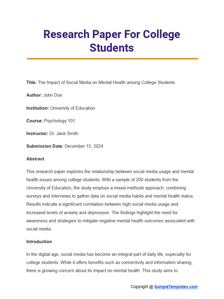 Research Paper For College Students | PDF | Social Media | Popular ...