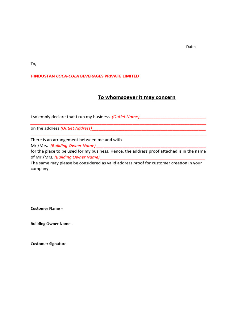 Address Proof Declaration Form | PDF