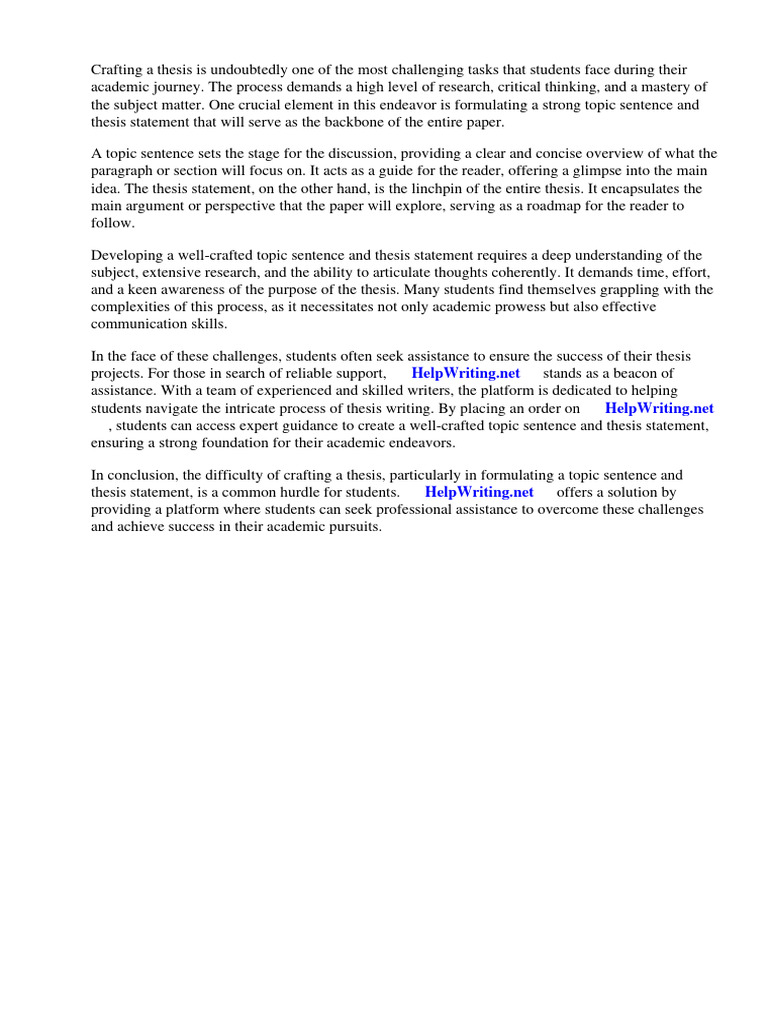 Example of Topic Sentence and Thesis Statement | PDF | Essays | Thesis