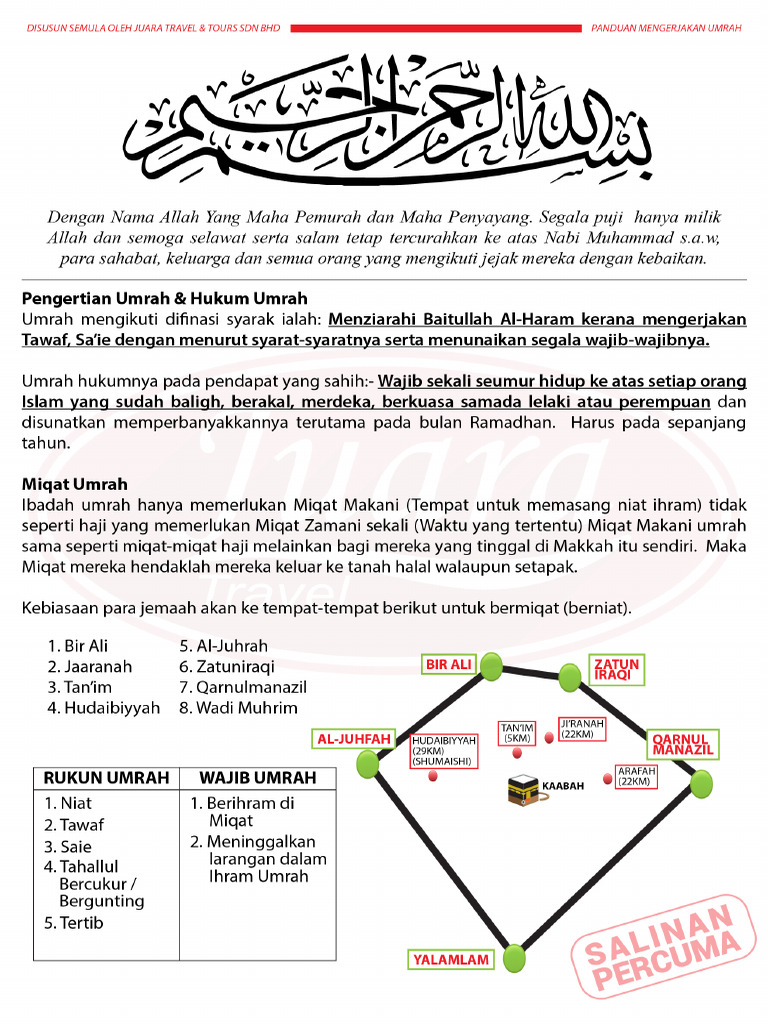 Nota Umrah Juara Travel | PDF