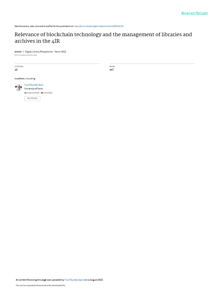 Blockchain in Library Management 4IR | PDF | Methodology | Survey ...