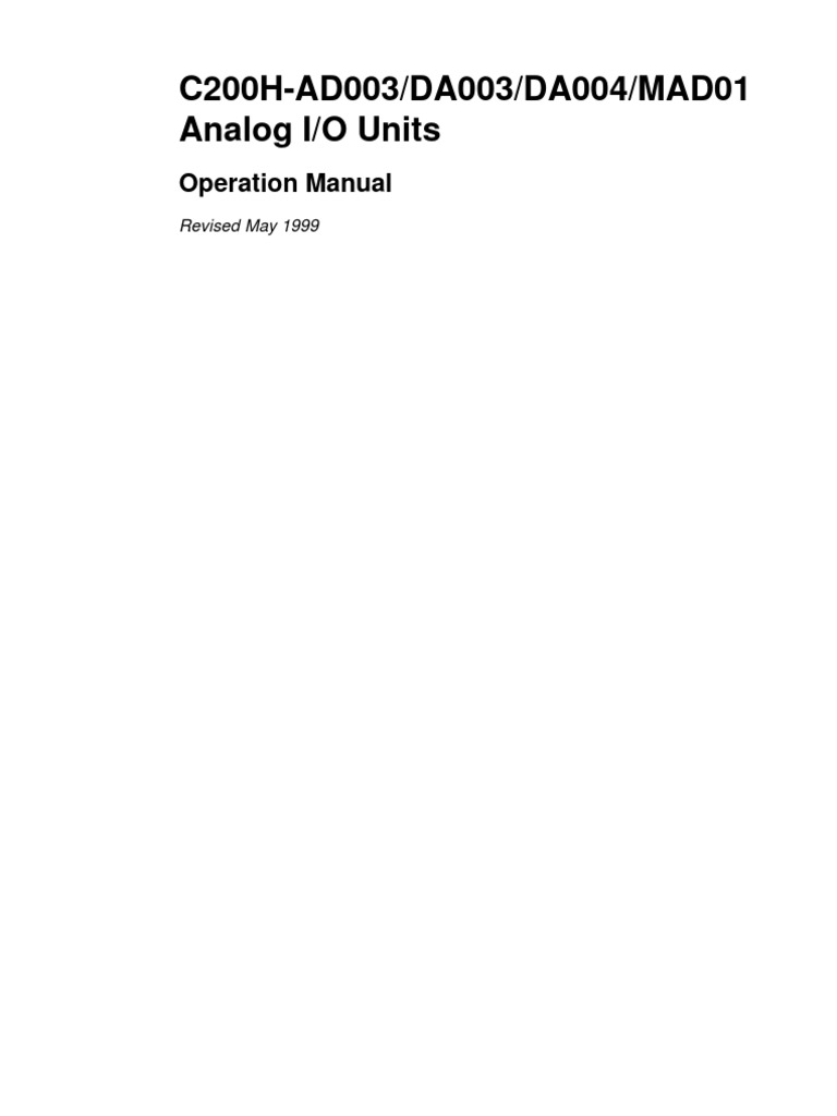 AD003, DA003, DA004, MAD01 Analog IO Units Operation Manual | PDF ...