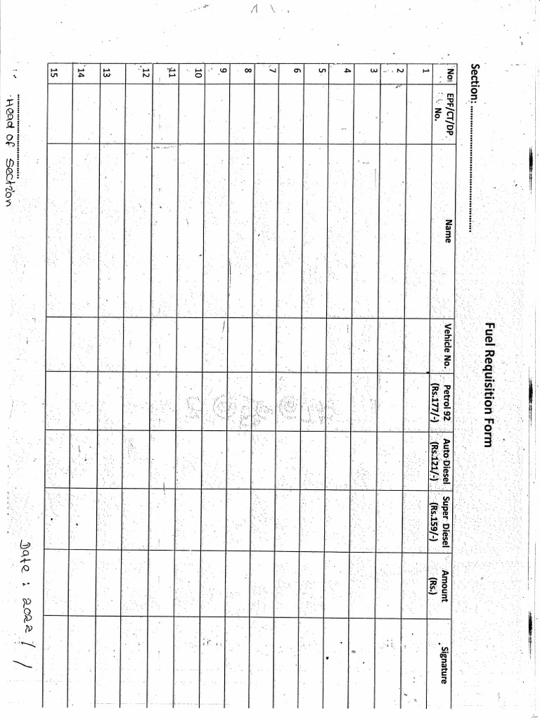 Fuel Requisition Form | PDF