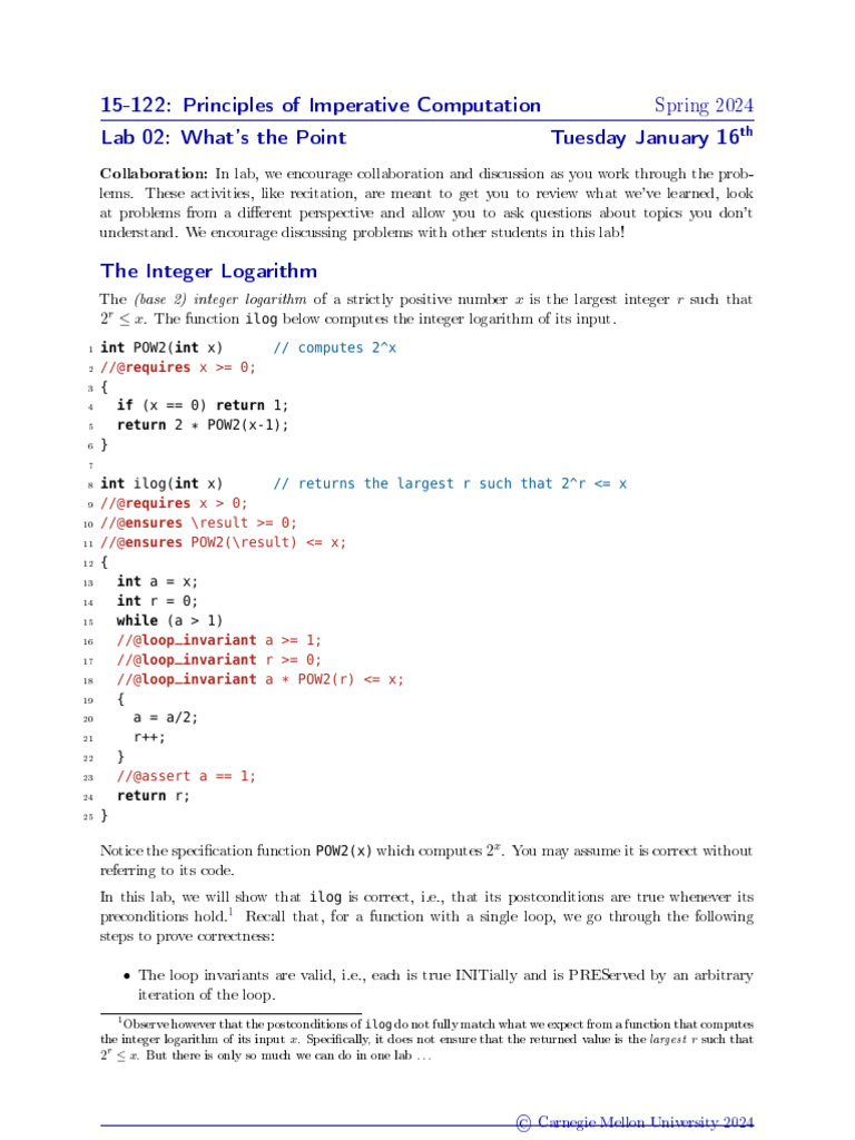 15-122: Principles of Imperative Computation Spring 2024 Lab 02: What's The Point Tuesday ...