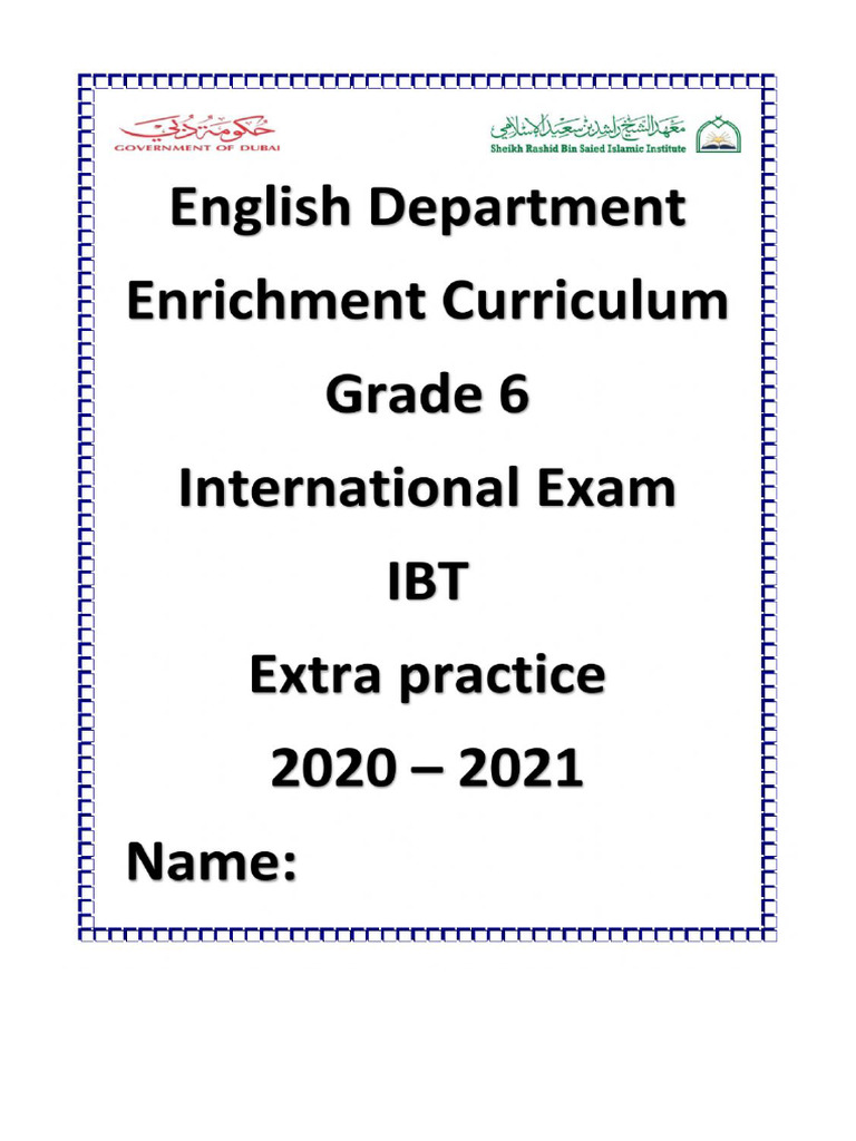 grade 6 English ibt test | PDF
