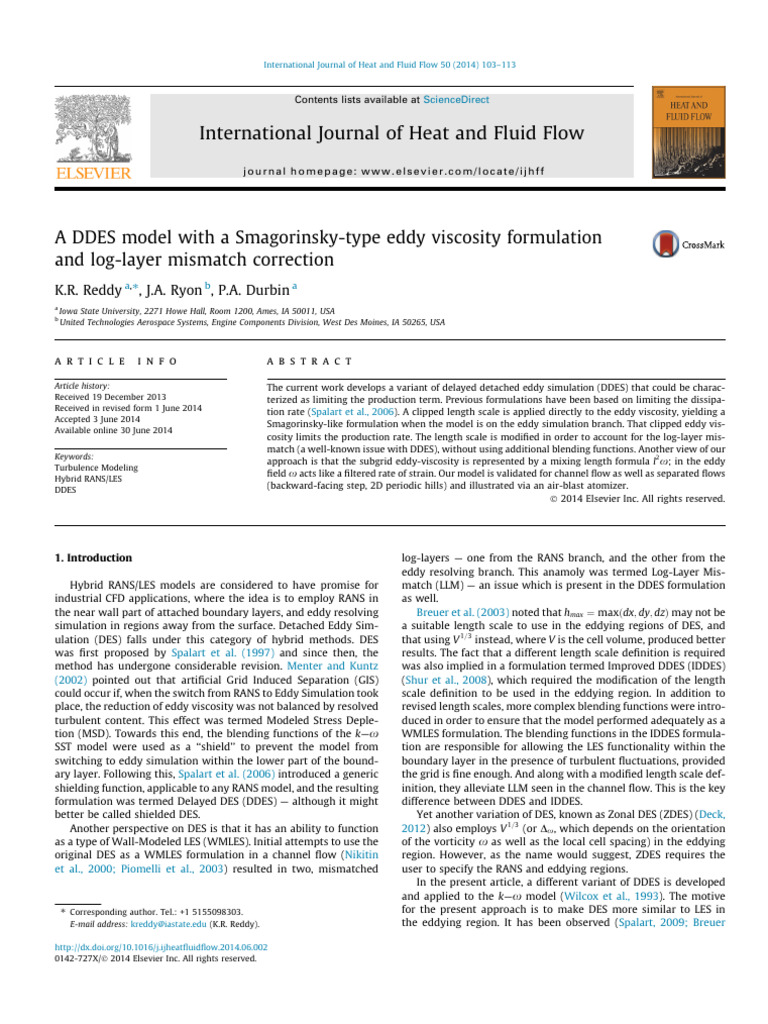 2014A DDES Model With A Smagorinsky-Type Eddy Viscosity Formulation and ... 2014A DDES Model With A Smagorinsky-Type Eddy Viscosity Formulation and ...