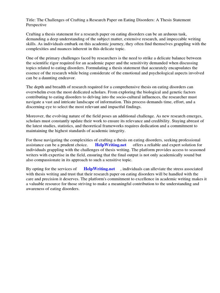 Research Paper Eating Disorders Thesis Statement | PDF | Eating ...