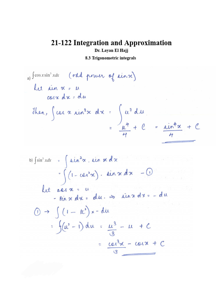 8.3trigonometric Integrals - Solution | PDF | Calculus | Mathematical ...
