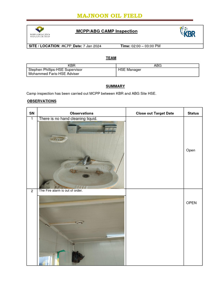 MCPP-ABG Inspection On Unapproved Report 7-Jan | PDF