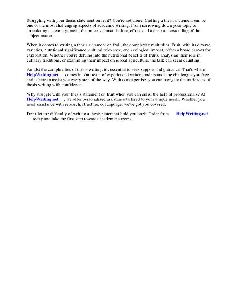 Thesis Statement Fruit | PDF | Science & Mathematics