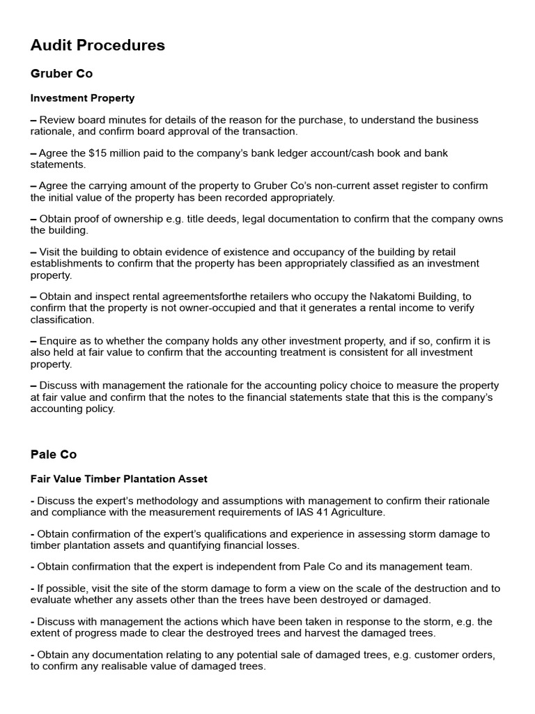 Audit Procedures Complete | PDF | Fair Value | Revenue