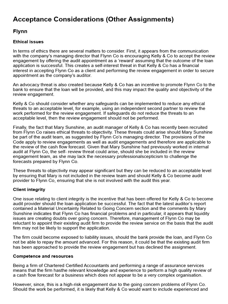 Acceptance Considerations Other Assignments (Complete) | PDF