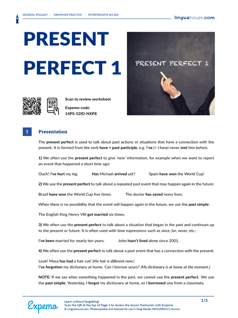 Present Perfect 1 British English Student Ver2 | PDF
