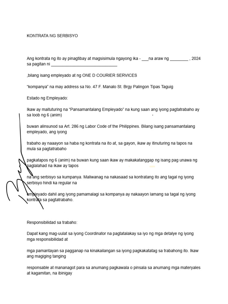 Kontrata NG Serbisyo | PDF