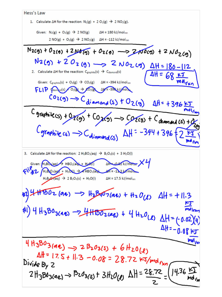 d4.1 Hesss Law Ans | PDF
