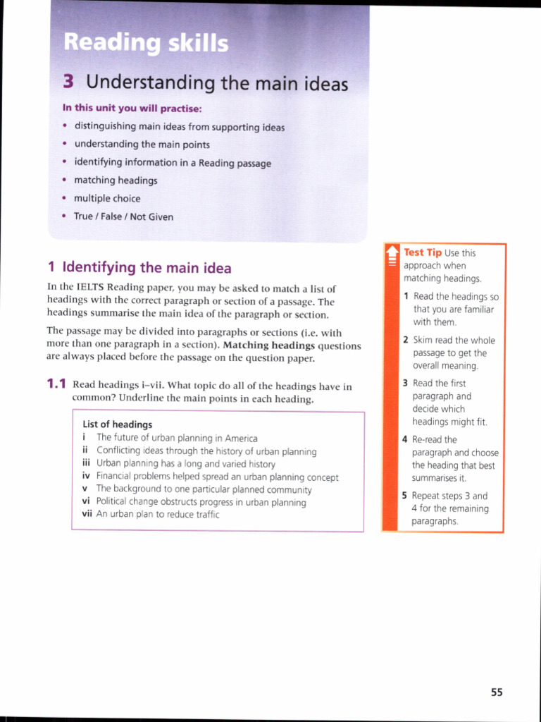 Reading Main idea | PDF