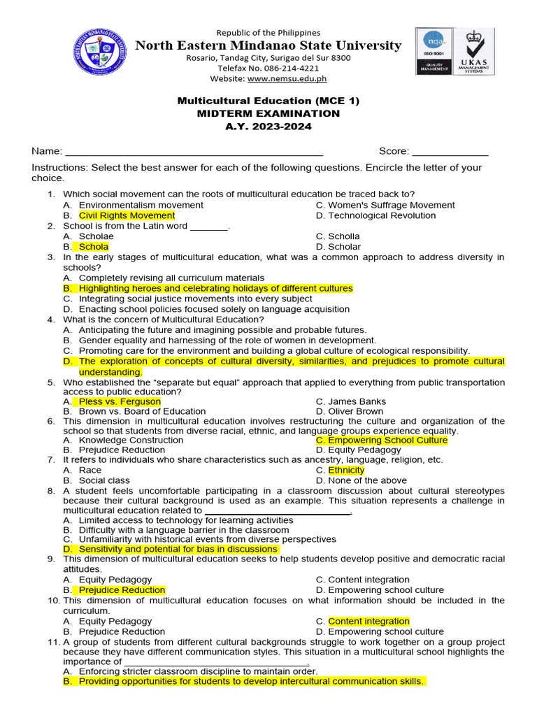 MCE 1 - Multicultural Education | PDF | Intersectionality ...