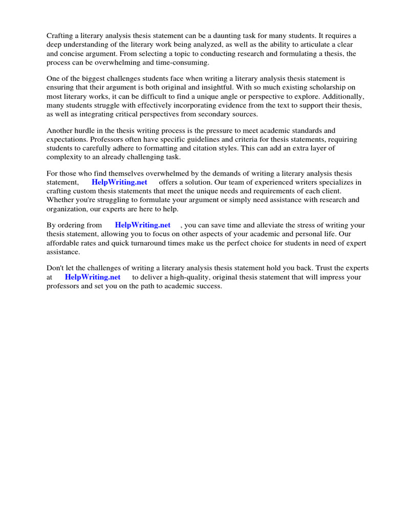 Literary Analysis Thesis Statement | PDF | Essays | Thesis