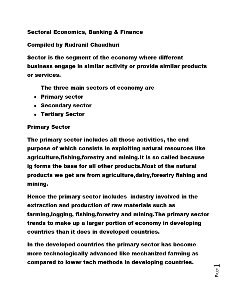 Sectoral Economics & Banking | PDF | Finance & Money Management