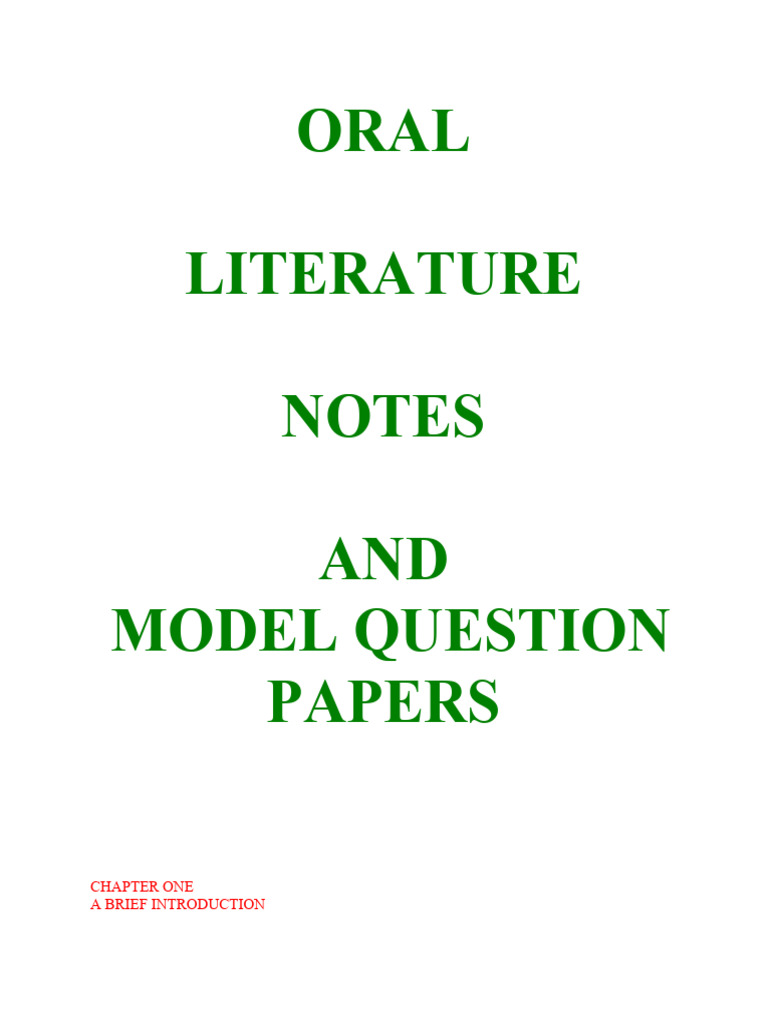 Oral Literature Notes Final-1 | PDF | Narrative | Oral Literature