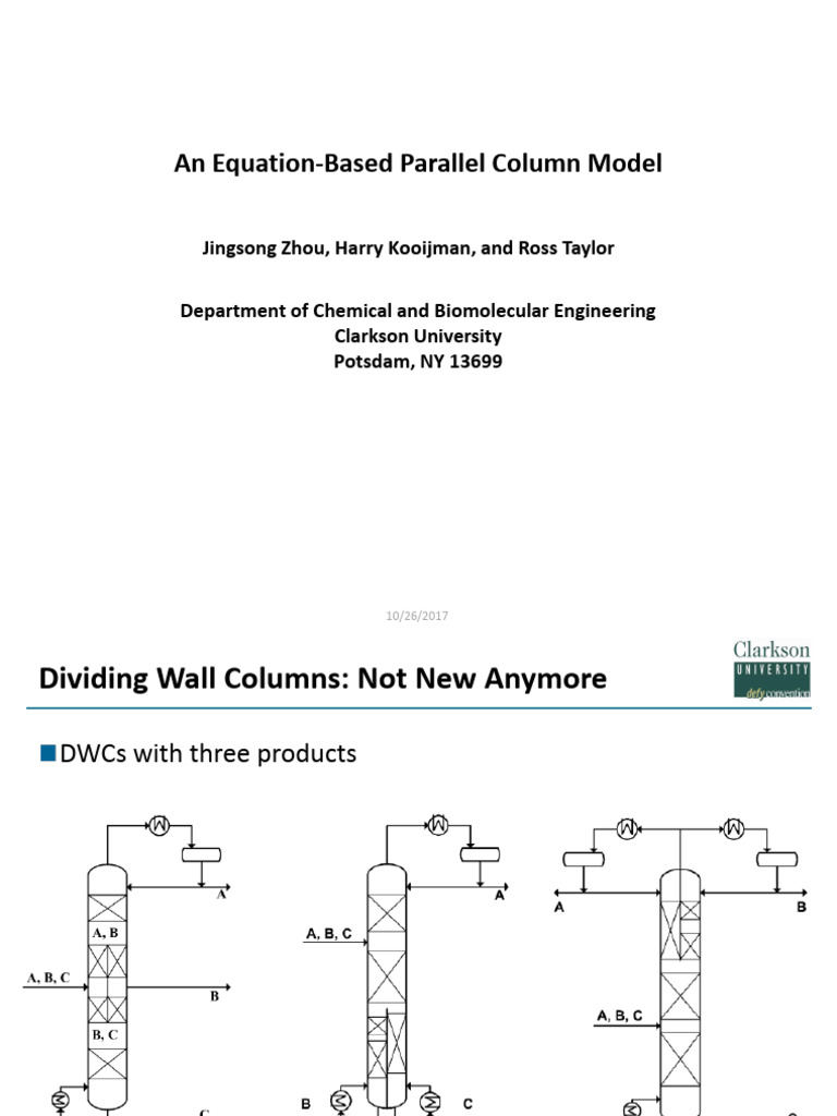 AIChEM2017fall Zhou Parallel Column Model | PDF