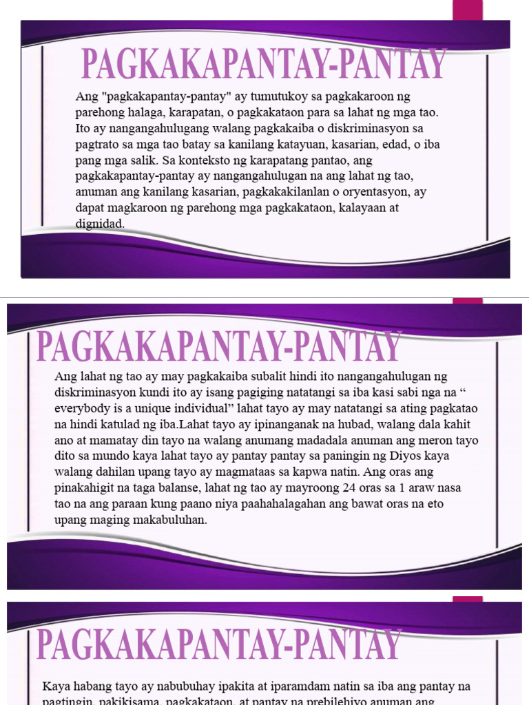 PAGKAKAPANTAY-PANTAY-Weekly-Values | PDF