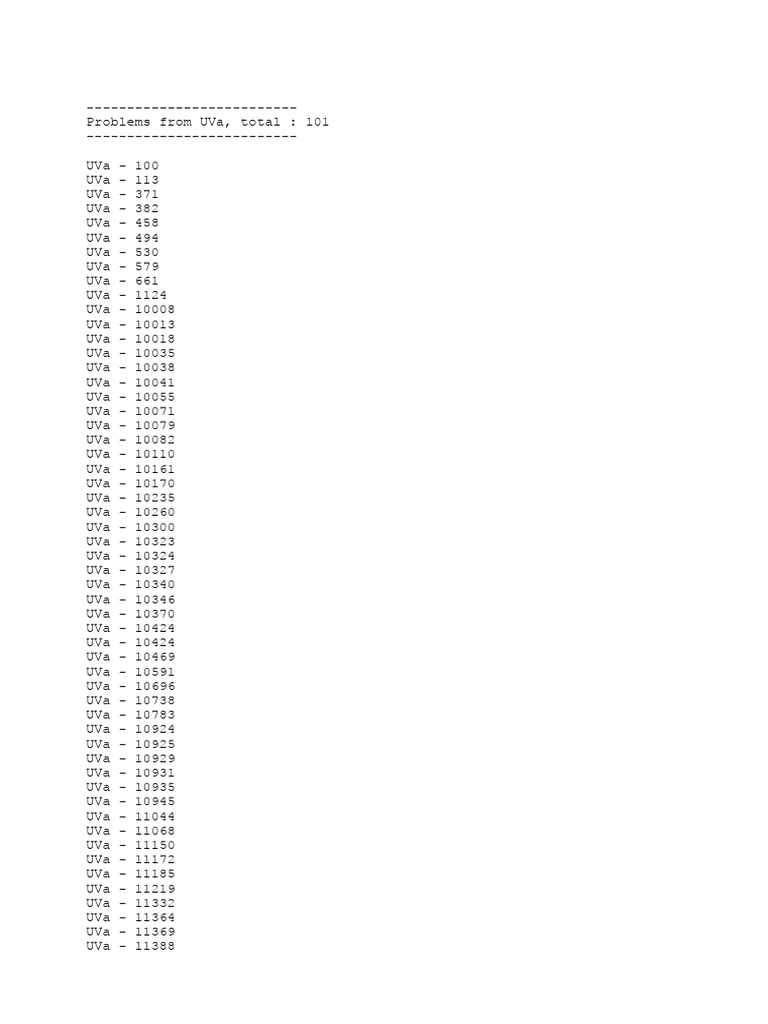 LOJ UVa Easy Problem List 1 | PDF