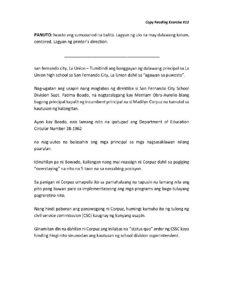 Copyreading Filipino | PDF