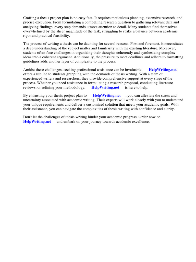 Thesis Project Plan | PDF