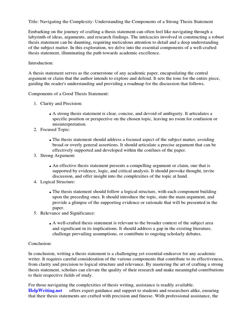 Parts of A Good Thesis Statement | PDF | Essays | Thesis