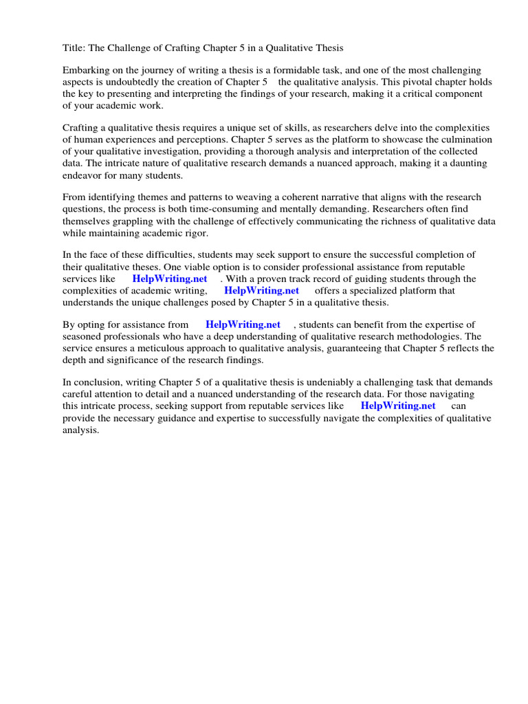 Chapter 5 Thesis Sample Qualitative | PDF | Qualitative Research | Methodology