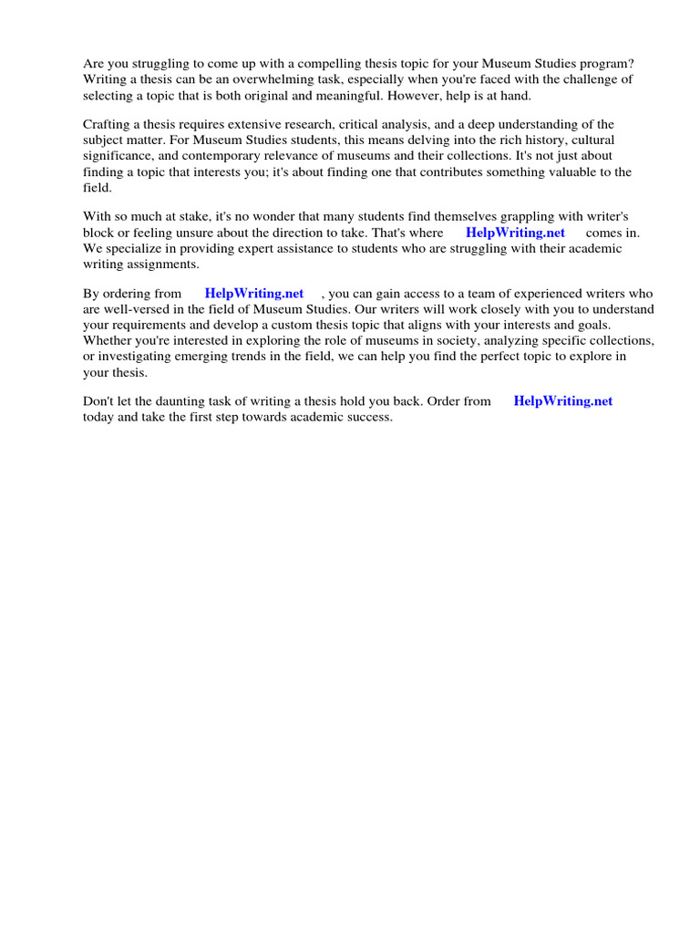 Thesis Topics Museum Studies | PDF | Thesis | Museum
