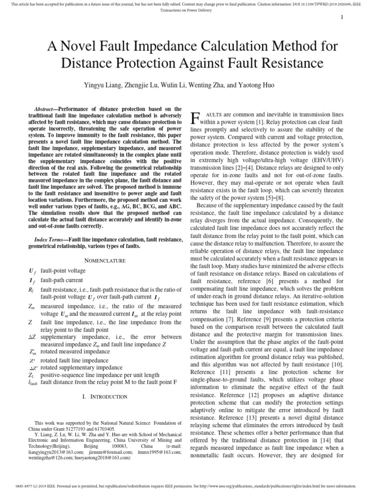 Novel Method for Fault Impedance Calculation | PDF | Electrical ...