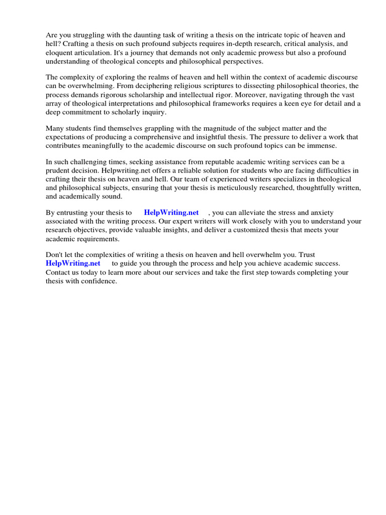 Thesis On Heaven and Hell | PDF