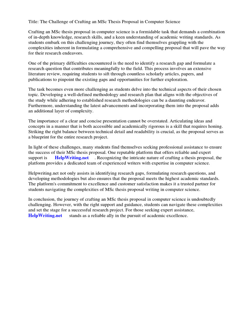 MSC Thesis Proposal in Computer Science | Download Free PDF | Quantum Computing | Thesis