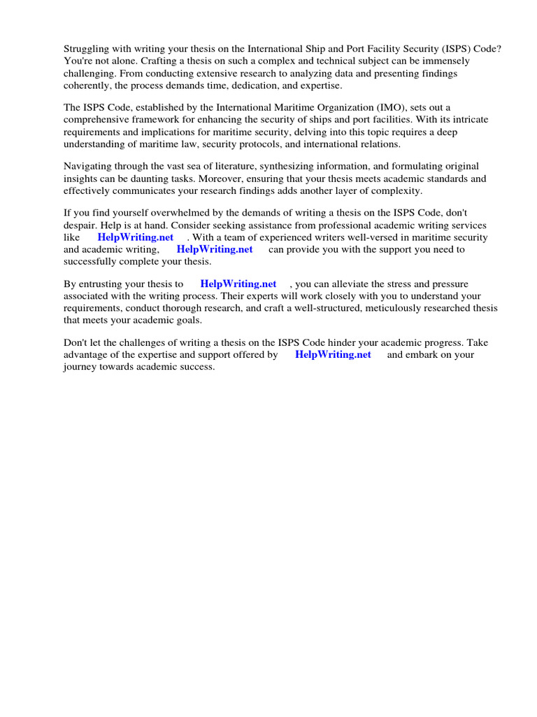 Thesis On Isps Code | PDF