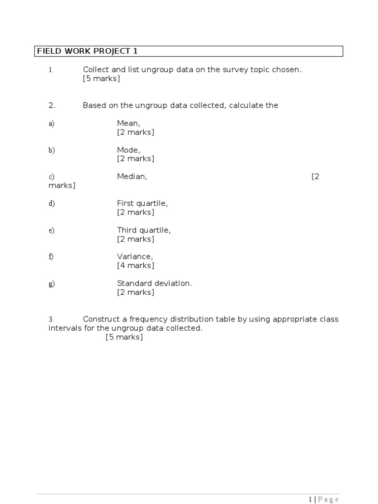 Field Work Project 1 | PDF | Mode (Statistics) | Median