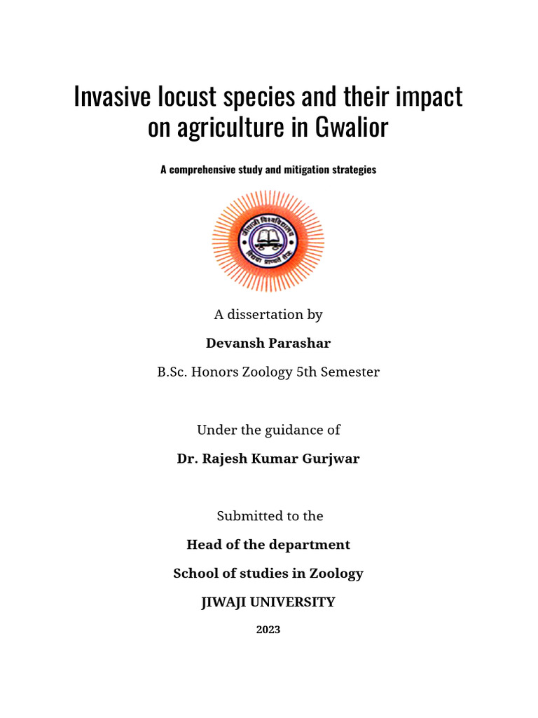 Invasive Locust Species And Their Impact On Agriculture In Gwalior