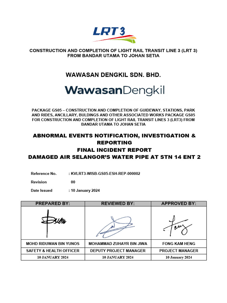 LRT3 Incident: Pipe Damage Report | PDF | Injury | Traumatology
