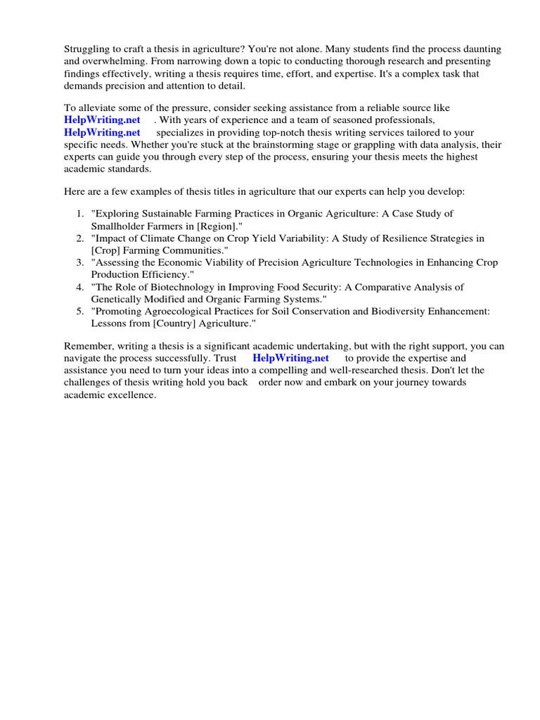 Thesis Title Examples in Agriculture | PDF | Agriculture | Organic Farming