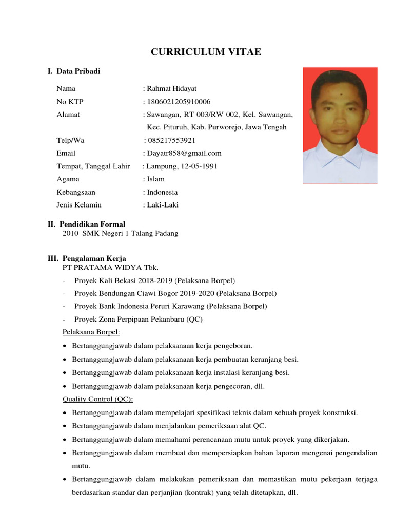 CV Rahmat Hidayat Konstruksi | PDF | Bisnis | Sains & Matematika