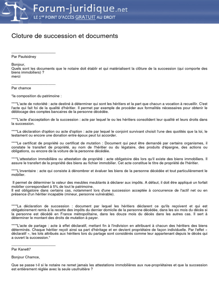 Cloture de Succession ! | PDF