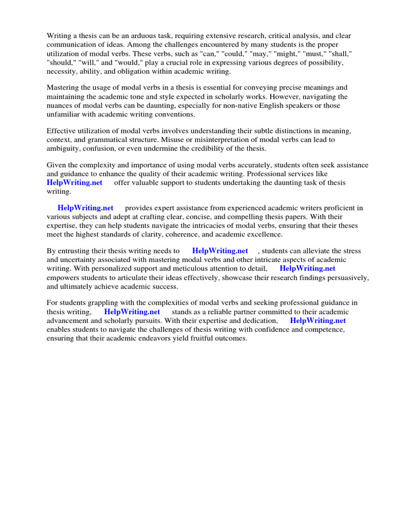 Modal Verbs Thesis PDF Verb Psychotherapy