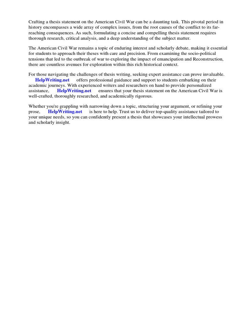Thesis Statement On American Civil War | PDF | American Civil War ...