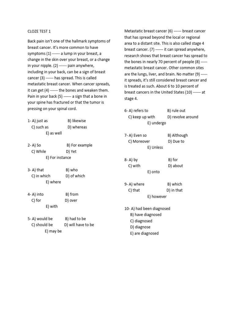 Cloze Test 2 | PDF