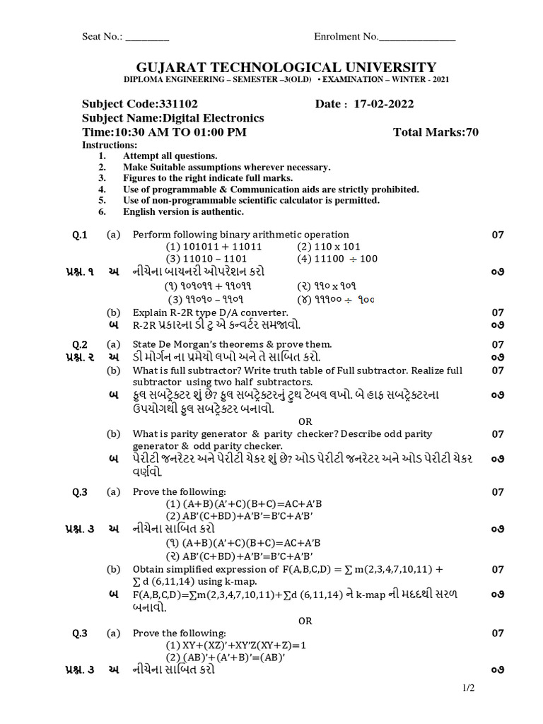 Gtu Diploma in Aeronautical 331102 Winter 2021 | PDF