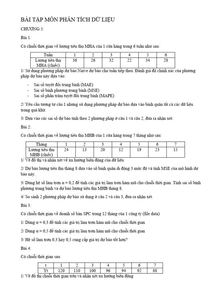 Bài Tập Chương 5 - Môn Ptdl - Sv | PDF